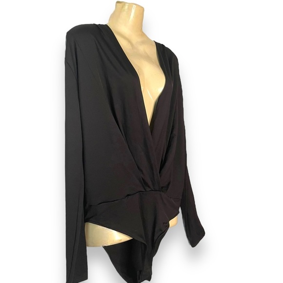 Zara | Tops | Zara Surplice Bodysuit Wrap Front Top Full Coverage Bottom Medium | Poshmark